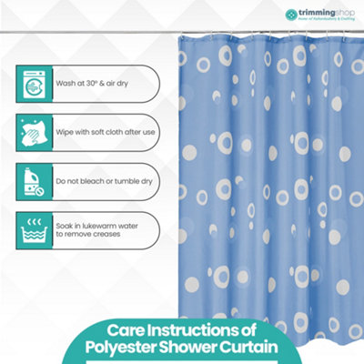 Neel Blue Light Blue Polyester Shower Curtain Mould & Mildew Resistant ...