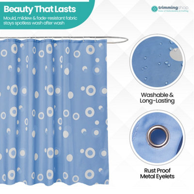 Neel Blue Light Blue Polyester Shower Curtain Mould & Mildew Resistant ...