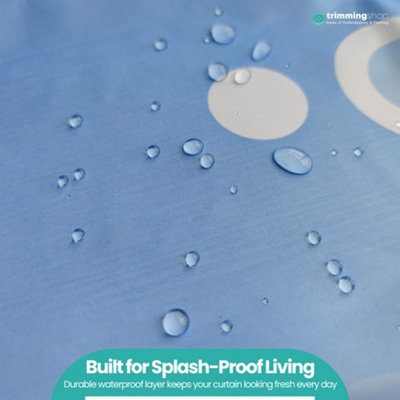 Neel Blue Light Blue Polyester Shower Curtain Mould & Mildew Resistant ...