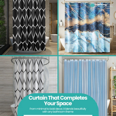 Neel Blue Light Blue Polyester Shower Curtain Mould & Mildew Resistant ...