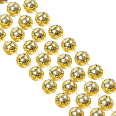 Neel Blue Metallic Bead Chain for Christmas Tree Decoration - Gold - 24ft