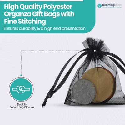 Neel Blue Pack of 100 Organza Bags, 7cm x 9cm Gift Bags Sheer ...