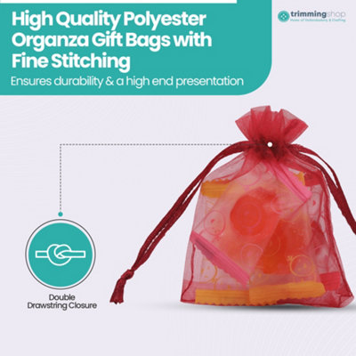 Neel Blue Pack of 100 Organza Bags, 7cm x 9cm Gift Bags Sheer ...