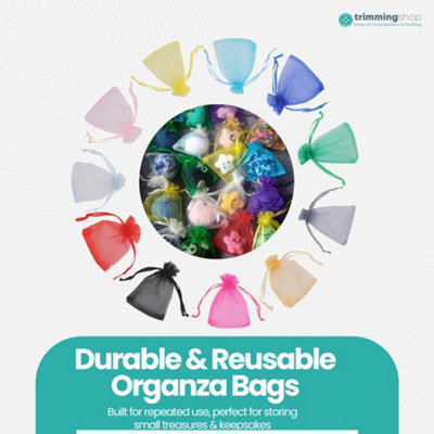 Neel Blue Pack of 100 Organza Bags, 7cm x 9cm Gift Bags Sheer ...