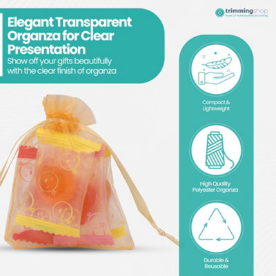 Neel Blue Pack of 100 Organza Bags, 7cm x 9cm Gift Bags Sheer ...