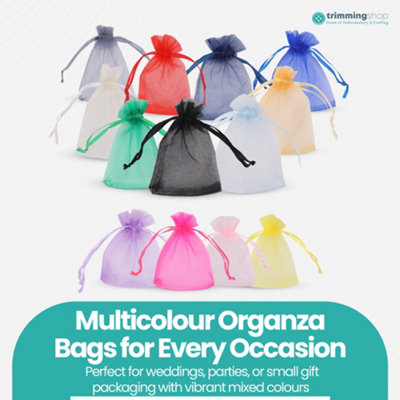 Neel Blue Pack of 100 Organza Bags, 7cm x 9cm Gift Bags Sheer ...