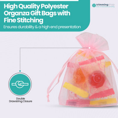 Neel Blue Pack of 100 Organza Bags, 7cm x 9cm Gift Bags Sheer ...