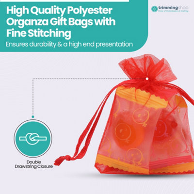 Neel Blue Pack of 100 Organza Bags, 7cm x 9cm Gift Bags Sheer ...