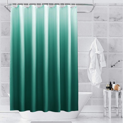 Neel Blue Polyester Gradient Shower Curtain Mould & Mildew With 12 ...