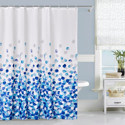 Neel Blue Polyester Shower Curtain Bathroom Curtain Mould & Mildew ...