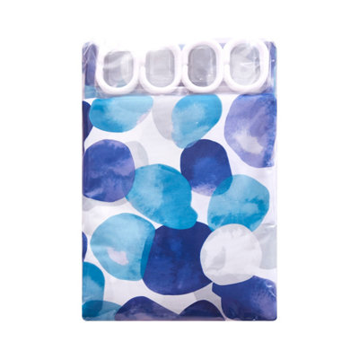Neel Blue Polyester Shower Curtain Bathroom Curtain Mould & Mildew ...