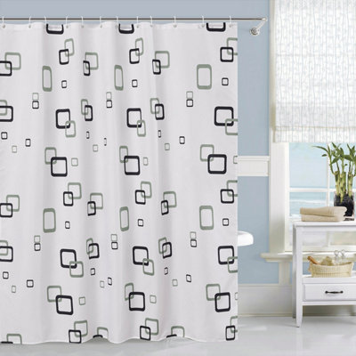 Neel Blue Polyester Shower Curtain Bathroom Curtain Mould & Mildew ...