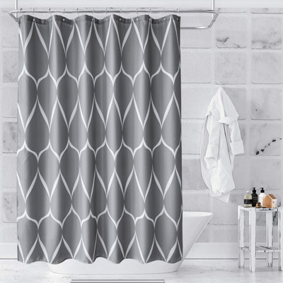 Neel Blue Polyester Shower Curtain Bathroom With 12 Curtain Hook ...