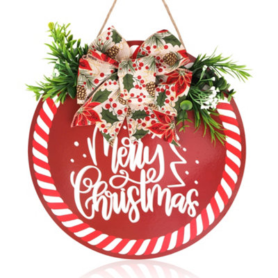 Neel Blue Round Christmas Wall Hanging Sign - 29.5cm