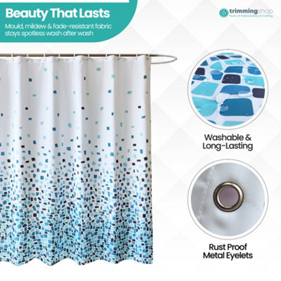 Neel Blue Shower Curtain Polyester Fabric Bathroom Curtain Mould ...