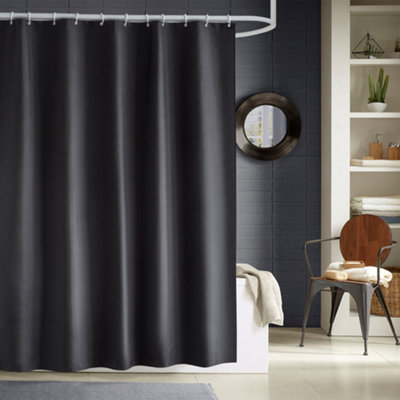 Neel Blue Shower Curtain Polyester Mould & Mildew With 12 Curtain Hook ...