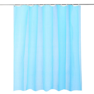 Neel Blue Shower Curtain With Hooks, Water-resistant Vinyl Fabric ...