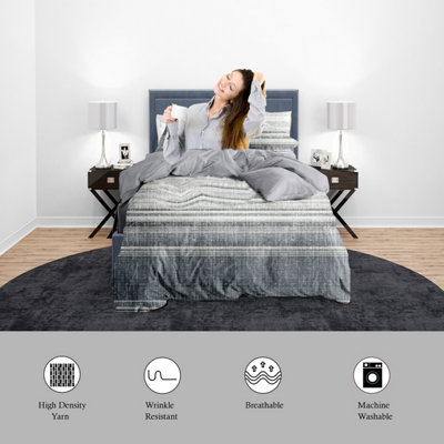 Neel Blue Single Printed Duvet Cover Matching Pillow Case - Grey & Blue