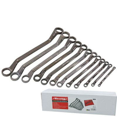 Neilsen 12pc Black Nickel Double Offset Ring Spanner Set Metric Wrench Spanners | DIY at B&Q