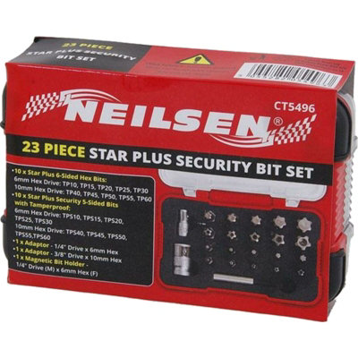 Neilsen 23pc Star Plus Tamperproof Screwdriver Security Power Hex Torx ...