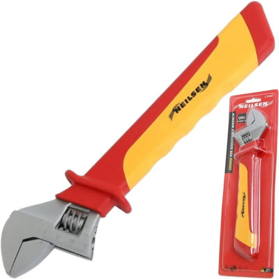 Neilsen 250mm Adjustable Spanner Wrench VDE Insulated Soft Grip Handle 10"