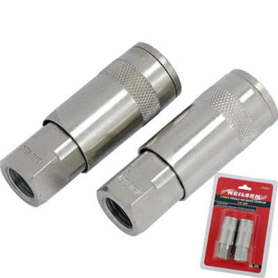 Neilsen 2pc Air Line Fittings Hose Compressor Coupler Connector 1/4 ...