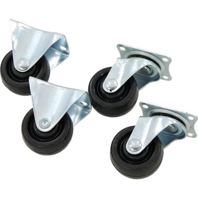 Neilsen 40 mm Swivel & Fixed Castor Wheels Trolley Furniture Rubber 80kg