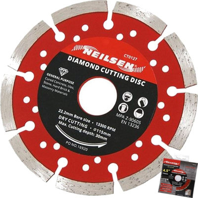 Neilsen Dry Diamond Cutting Blade Disc Brick Grinder Brick Masonry ...