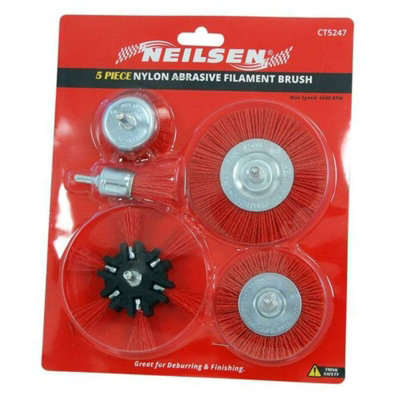 Neilsen Nylon Abrasive Filament Brush Drill Set Rust Paint Remover Wood ...