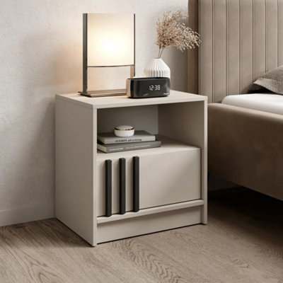 Nelly Bedside Table 51cm Cashmere - Luxe Neutral Nightstand with Drawer ...