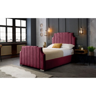 Nelson Plush Velvet Maroon Bed Frame