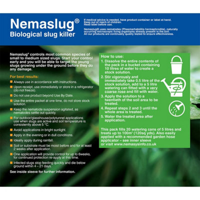Nemaslug 2.0 Biological Slug Killer - Nematode Treatment for 100 m² Gardens