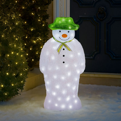 Neo 100 White LED Snowman Figure 55cm Light Up Lights Static Acrylic ...