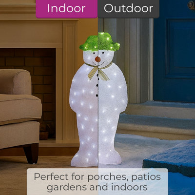 Neo 100 White LED Snowman Figure 55cm Light Up Lights Static Acrylic ...