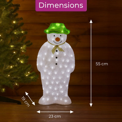 Neo 100 White LED Snowman Figure 55cm Light Up Lights Static Acrylic ...