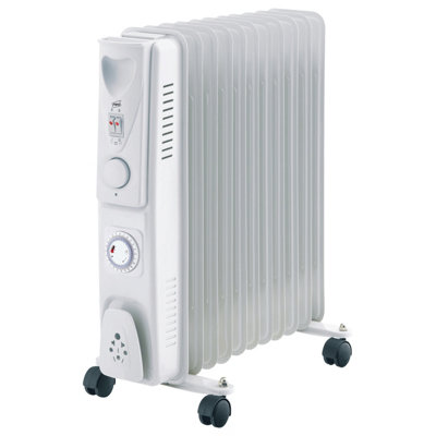 Neo 2500W 11 Fin Electric Oil Filled Radiator With Timer - White