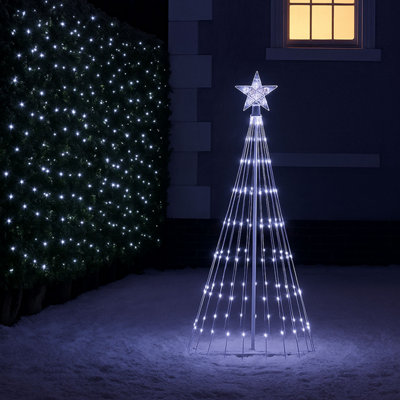 Neo 4ft White Waterfall LED Outdoor Christmas Tree Light Remote ...