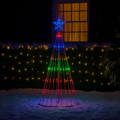 Neo 4ft White Waterfall LED Outdoor Christmas Tree Light Remote ...