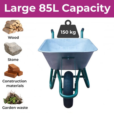 Neo 85L Large Galvanised Wheelbarrow with Pneumatic Tyre