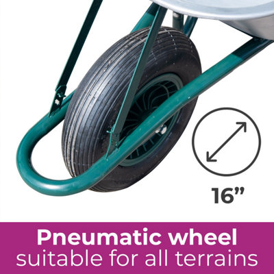 Neo 85L Large Galvanised Wheelbarrow with Pneumatic Tyre