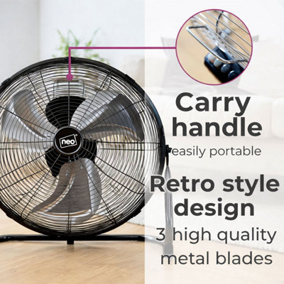 Neo Black 12 Inch High Velocity Portable Chrome Steel Metal Floor ...