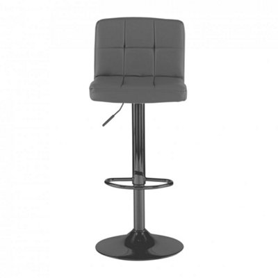 Neo Dark Grey Faux Leather Bar Stool with Matt Black Leg