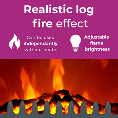 Neo Electric Fire Heater Realistic Flame Effect - Black