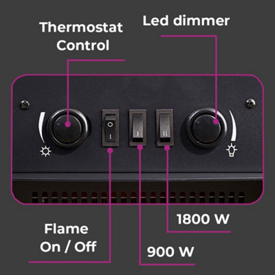 Neo Electric Fire Heater Realistic Flame Effect - Black