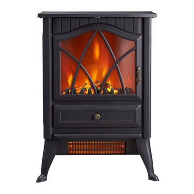 Neo Electric Fire Heater Realistic Flame Effect - Black