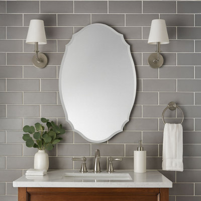 Neo Ellipse Frameless Wall Mirror 60x40cm Frameless Bevelled Edge for ...