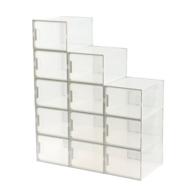 Neo Grey 12 pcs Transparent Large Shoe Storage Boxes