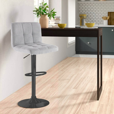 Neo Grey Fabric Bar Stool with Matt Black Leg