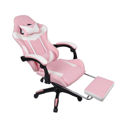 Neo Pink Massage Leather Recliner Computer Gaming Office Chair With ...
