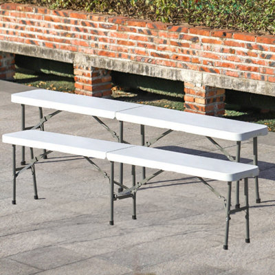 Neo Set Of Two Indoor Outdoor Garden Plastic Folding Benches | DIY at B&Q